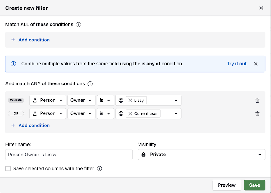 Advanced filtering - Knowledge Base | Pipedrive